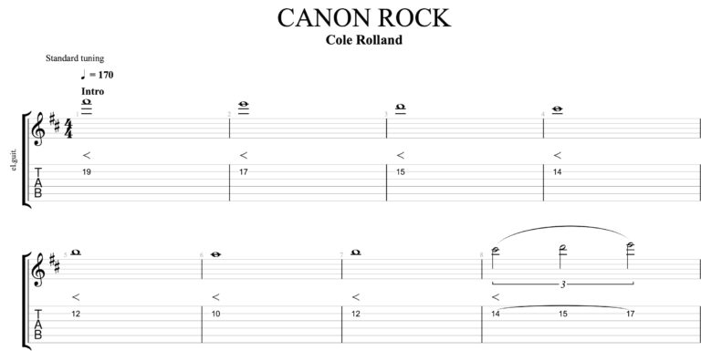 [Free Tab] Learn Canon Rock on Electric Guitar (feat. Cole Rolland ...