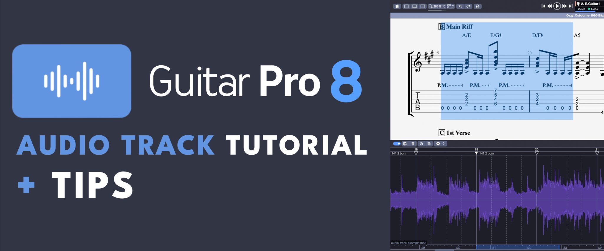 How to add an audio file to your scores? Guitar Pro 8 tutorial - Guitar ...