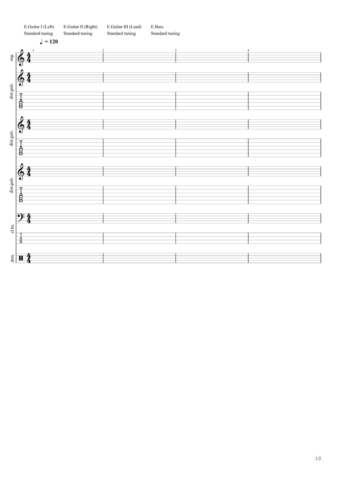 Descarga partituras y tablaturas en blanco para imprimir - Guitar Pro ...