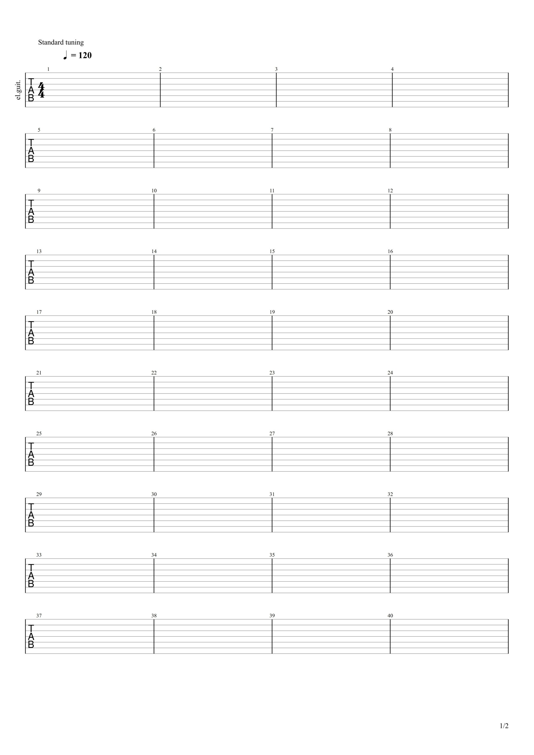 Descarga partituras y tablaturas en blanco para imprimir - Guitar Pro ...
